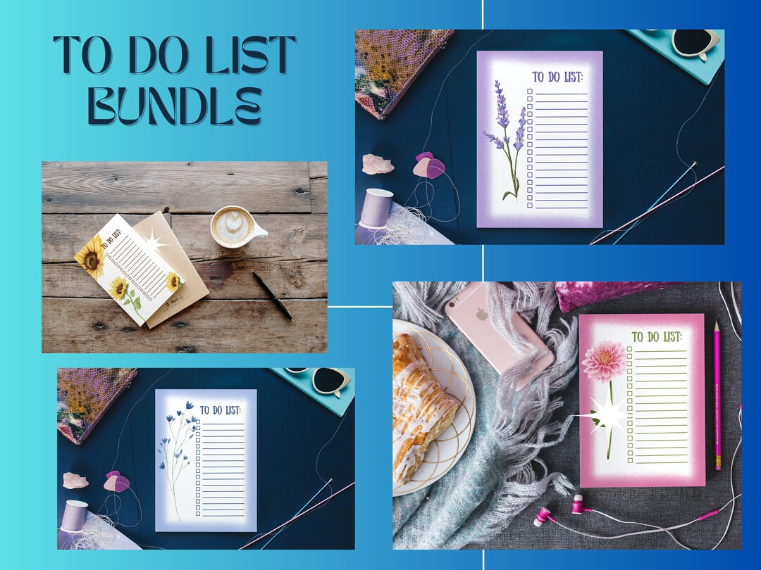 Printable to Do List Bundle/floral to Do List/printable Pdf/to Do List ...