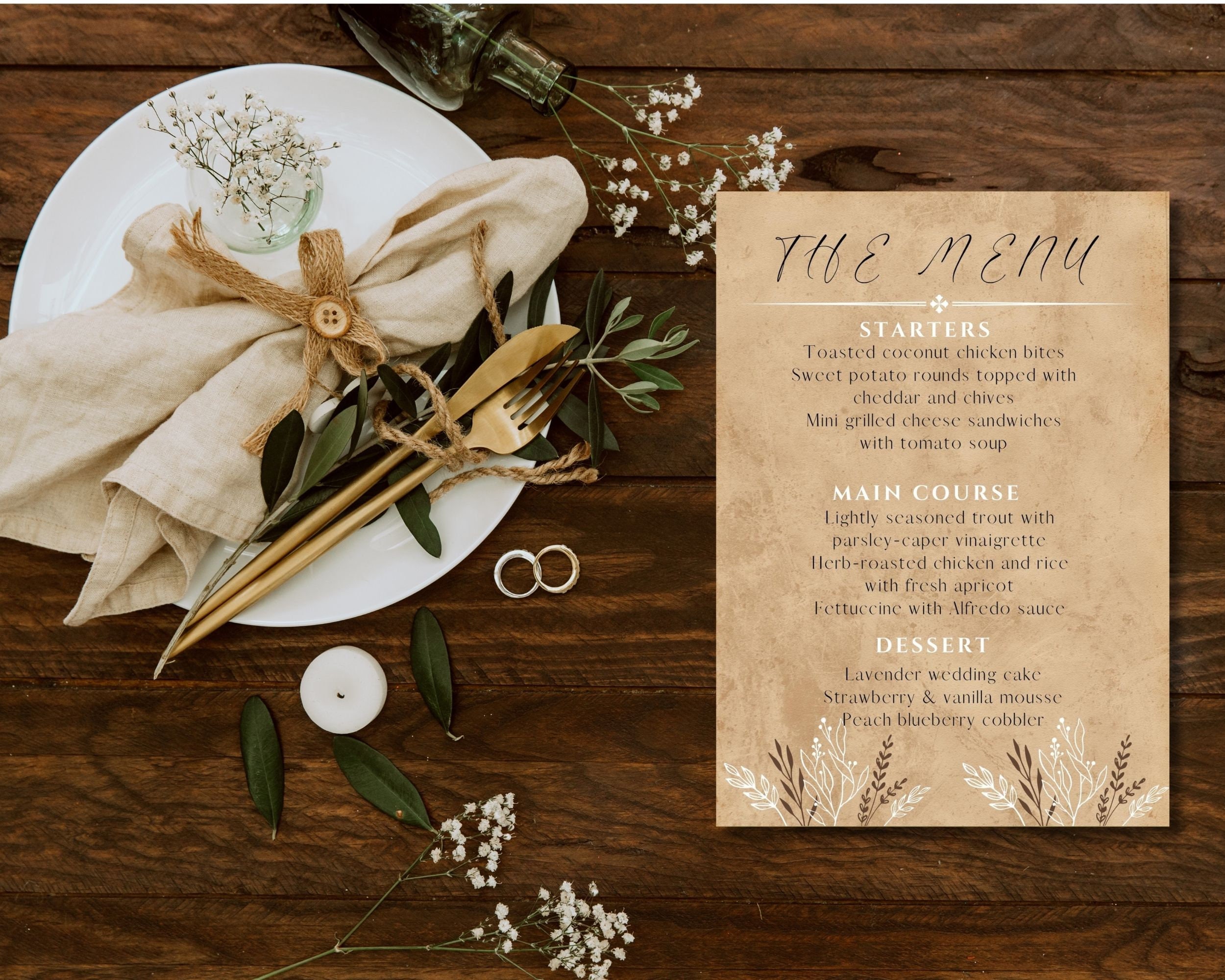 Rustic Wedding Menu Template Printable and Editable Wedding - Etsy