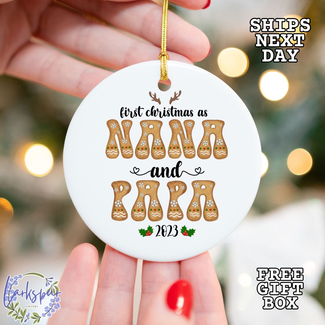 New Nana and Papa Established, Personalized Nana Papa Ornament, New ...