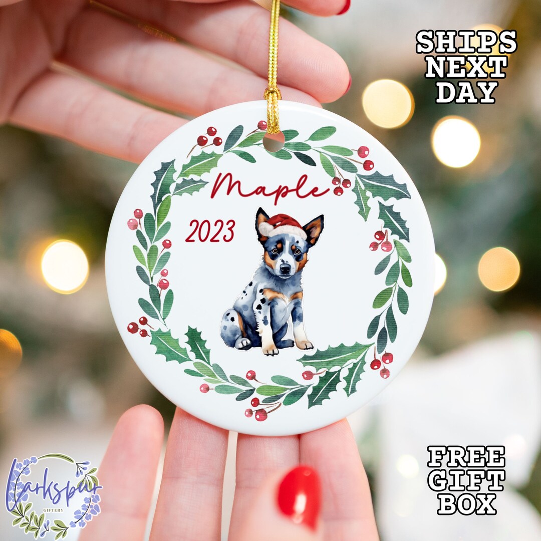 Blue Healer Christmas Ornament, Personalized Blue Healer Ornament, Blue ...