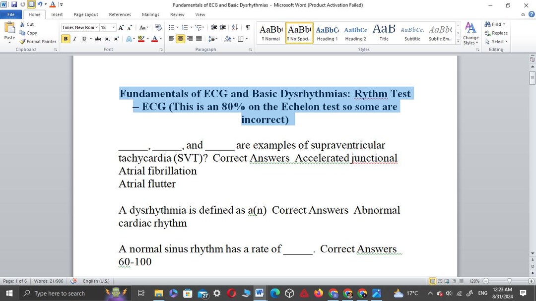Fundamentals of ECG and Basic Dysrhythmias: Rythm Test ECG - Etsy