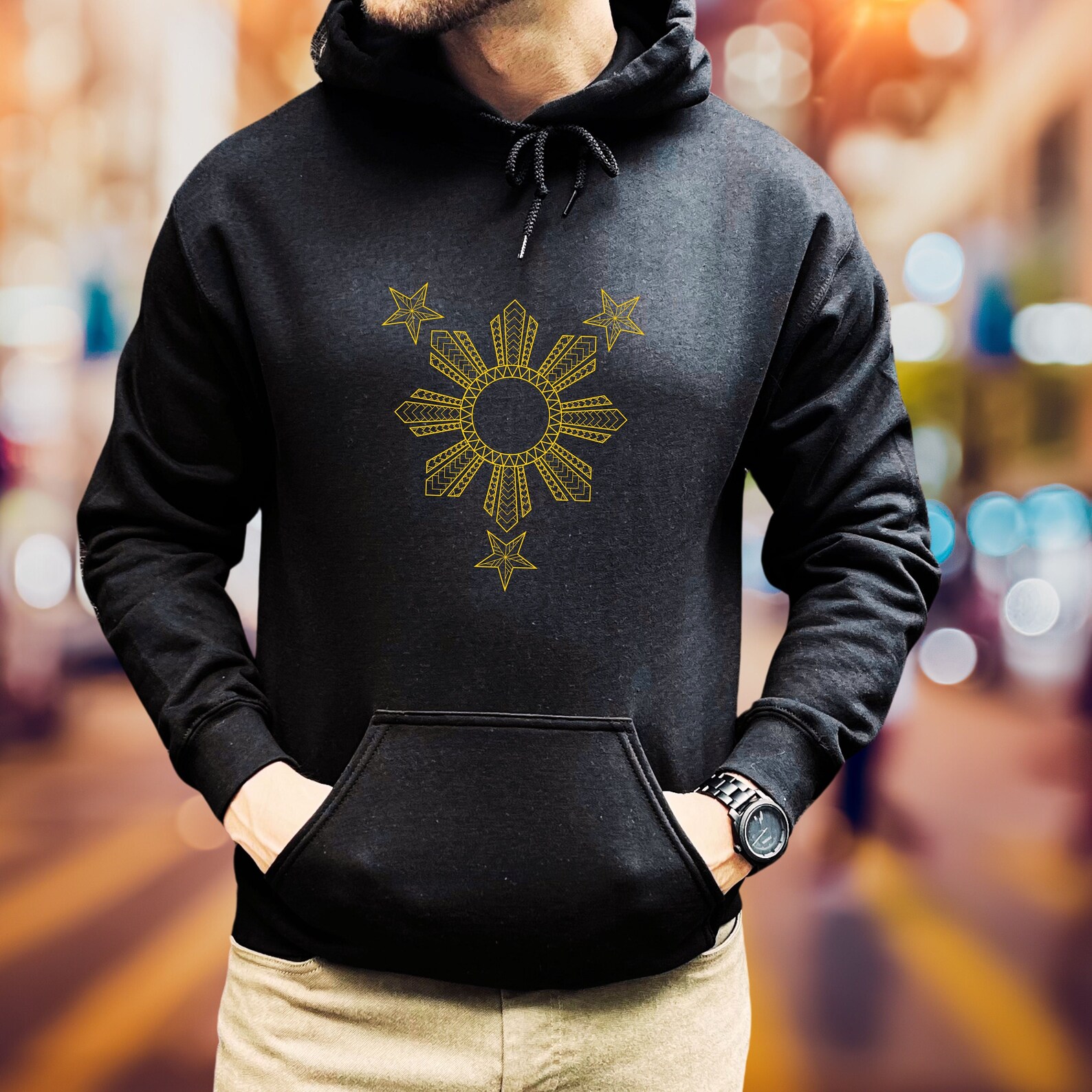 Filipino Sun and Stars Hoodie, Sun and Star Hoodie, Filipino Hoodie ...