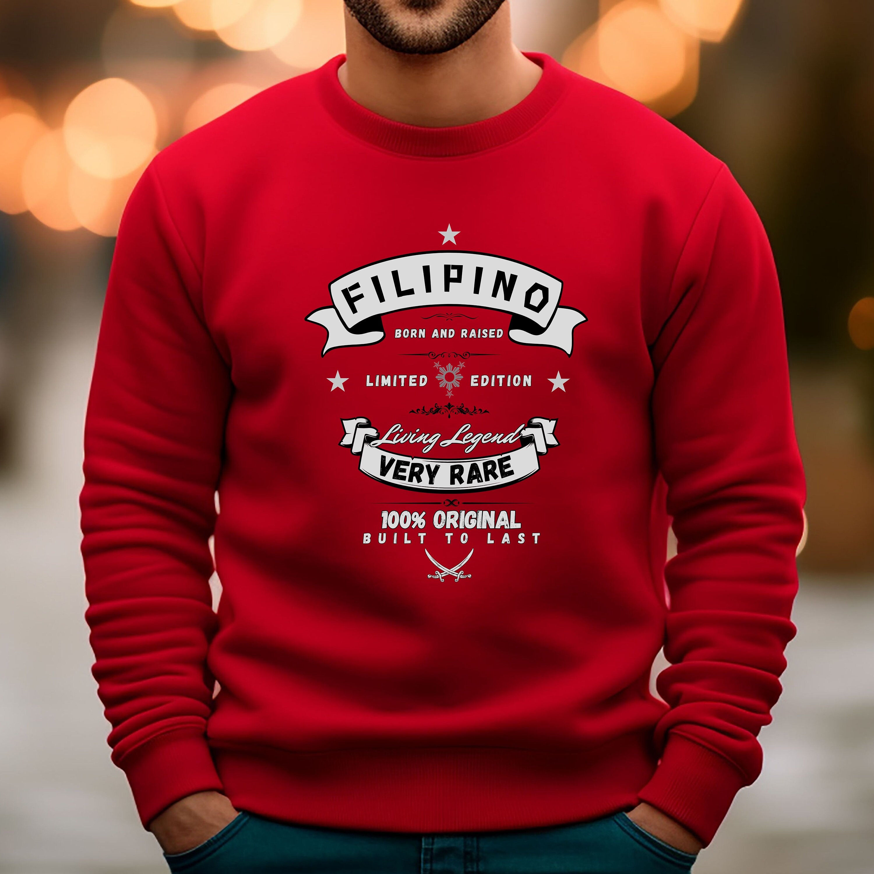 Filipino Born and Raised Sweatshirt, Pinoy Pride Sweater, Filipino ...