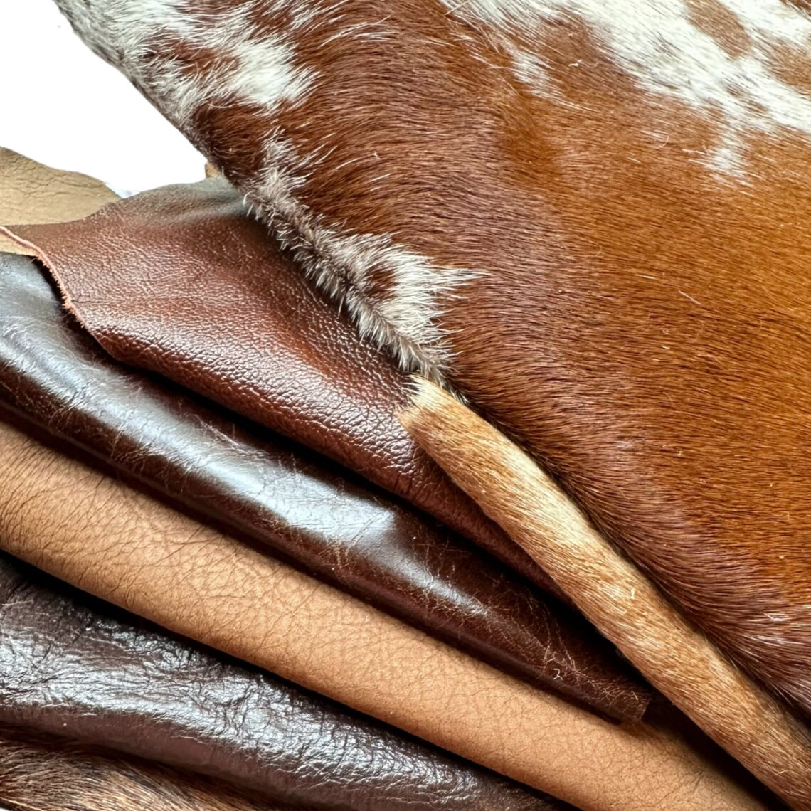 2lb Tanned Hide Genuine Leather Scrap Pieces Small and Large for ...