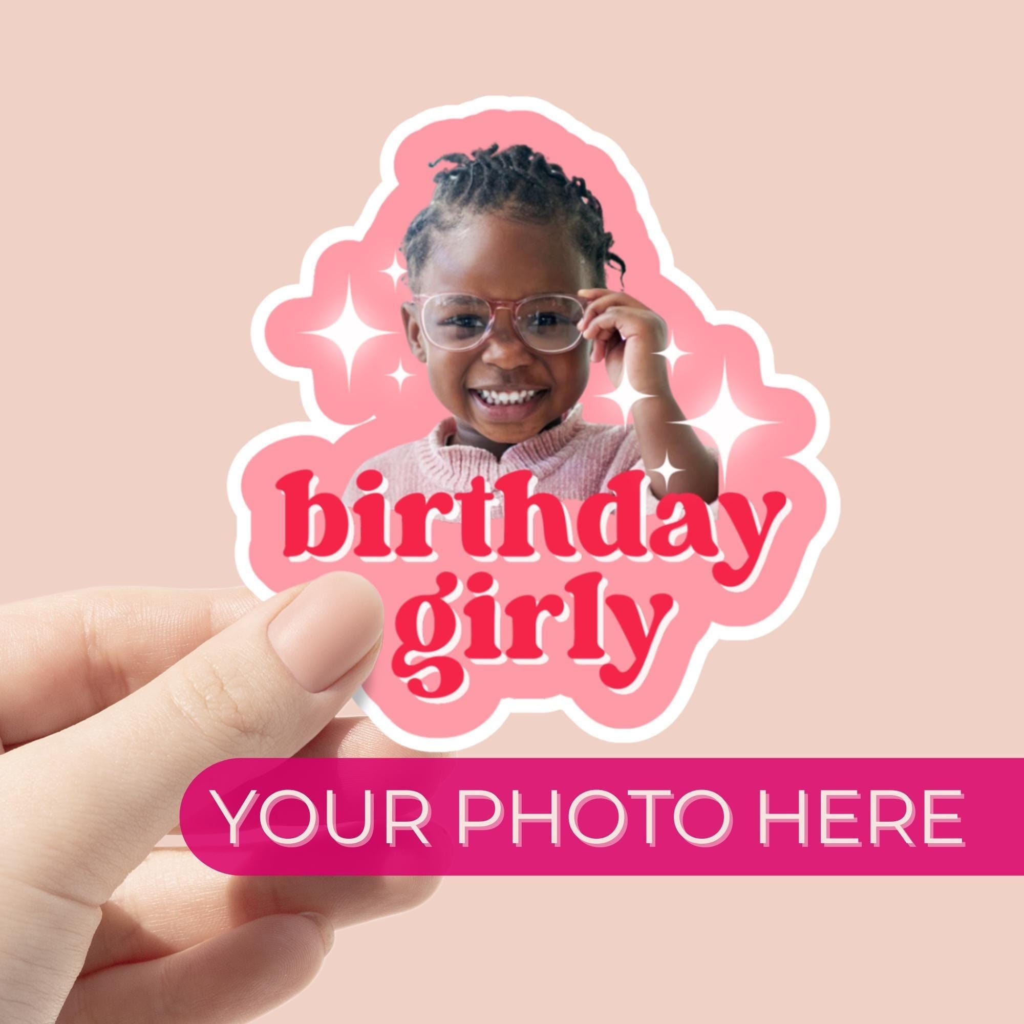 Personalized Birthday Girl Sticker for Birthday Goodie Bag Pink ...