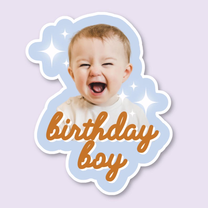 Custom Birthday Sticker for Boy Birthday Custom Face Sticker for Kid ...