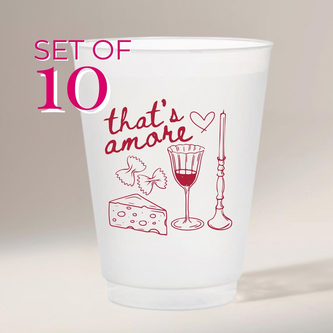 That's Amore Bachelorette Cup Plastic Bridal Shower Cup Italian Theme Bachelorette Favor Amore ...