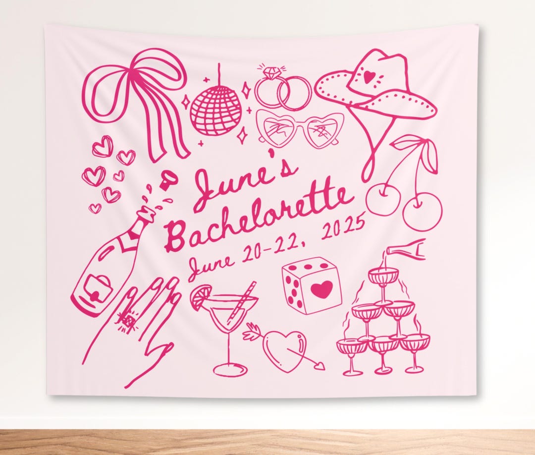 Custom Bachelorette Party Backdrop Hand Drawn Bachelorette Decor for ...