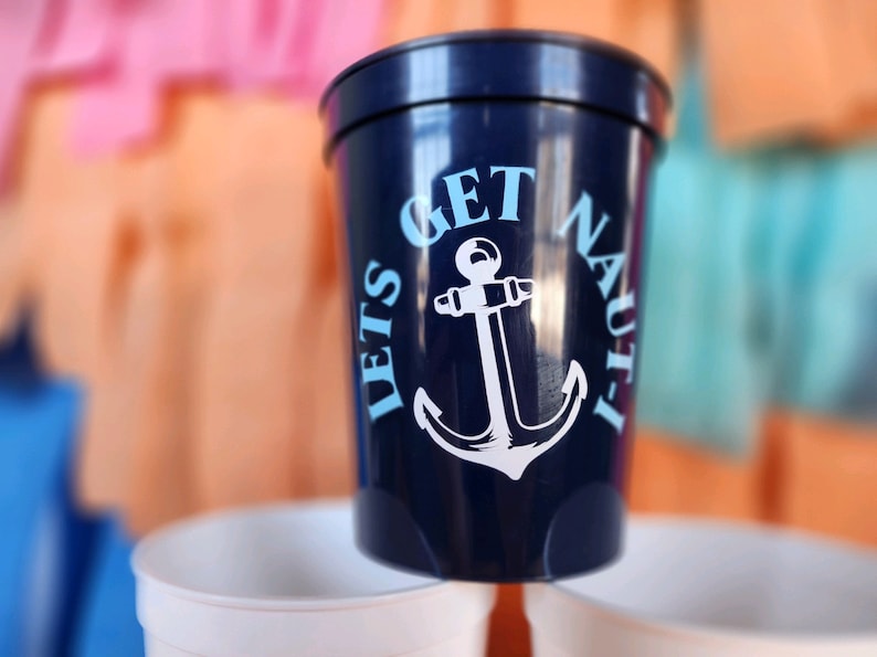 Personalized Bachelorette Cup for Nautical Bach Party Lets Get Naught-i ...