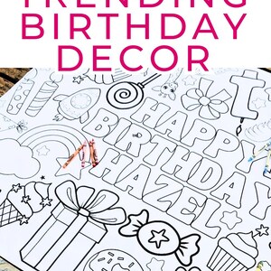 Oversized Personalized Birthday Coloring Poster for Birthday Party Kid ...
