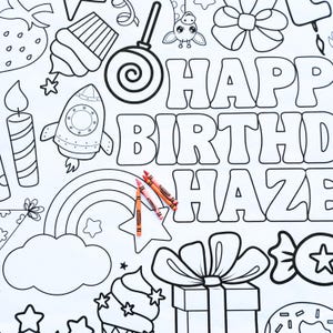 Oversized Personalized Birthday Coloring Poster for Birthday Party Kid ...