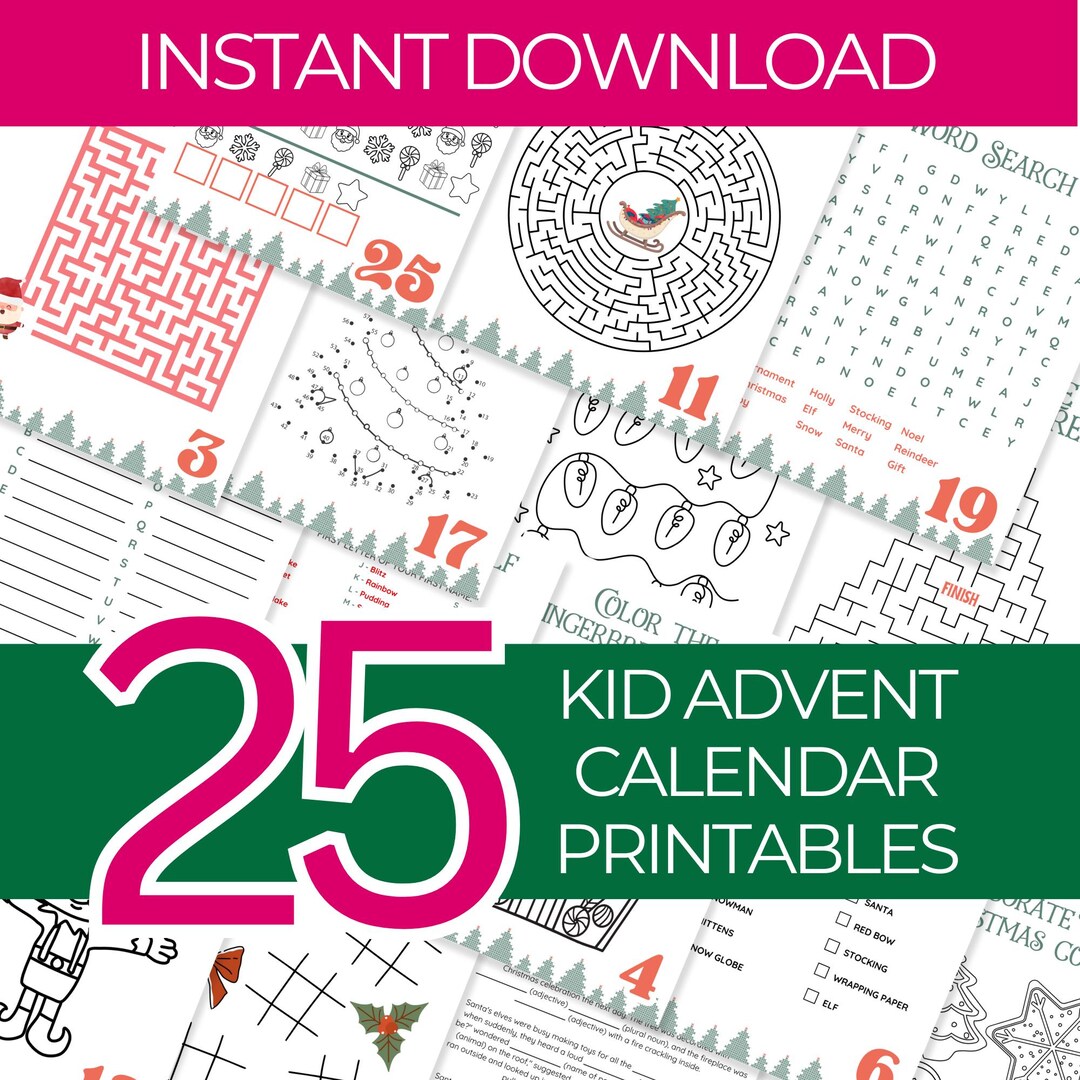 Printable Kid Activity Advent Calendar for Christmas Activity Pages ...