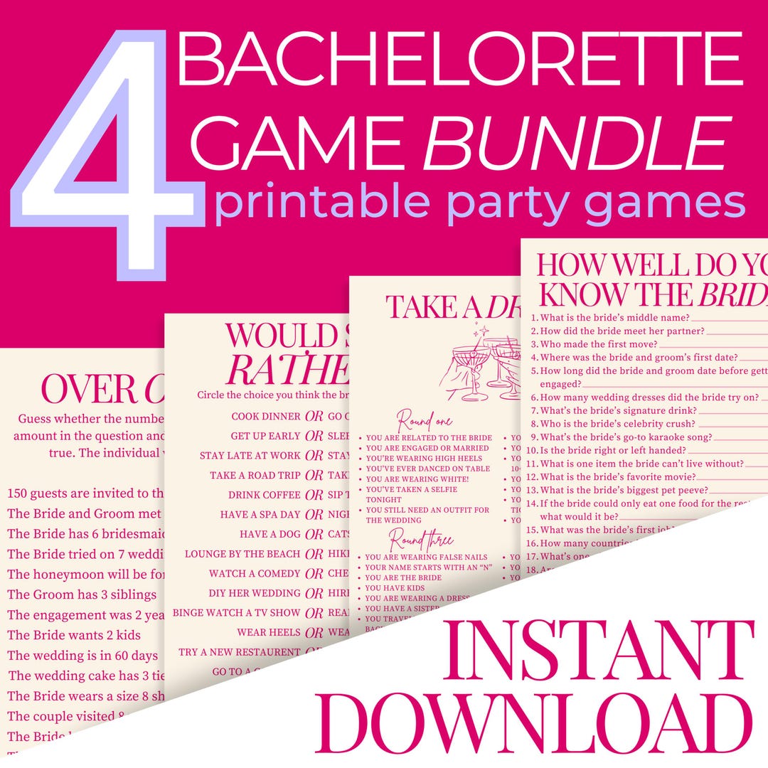 Digital Bachelorette Party Game for Bridal Party Fun Over Under Game ...