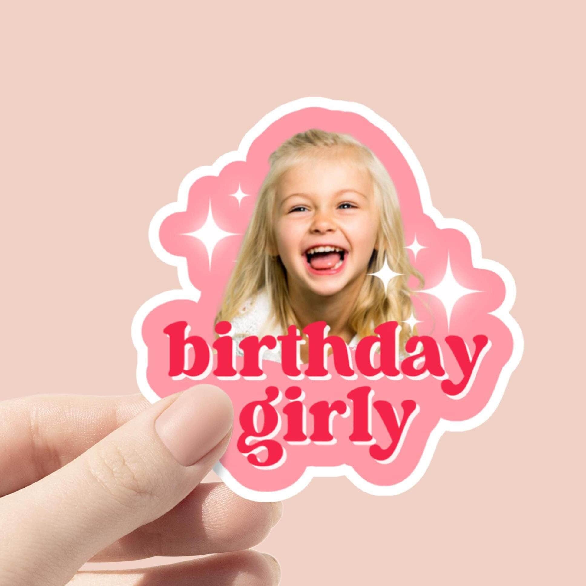 Personalized Birthday Girl Sticker for Birthday Goodie Bag Pink ...