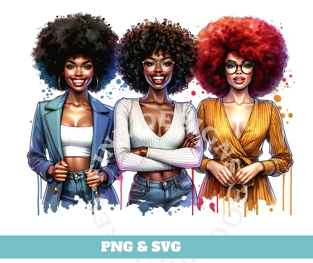Black Woman Afro SVG Group of African American Women Svg Files for ...