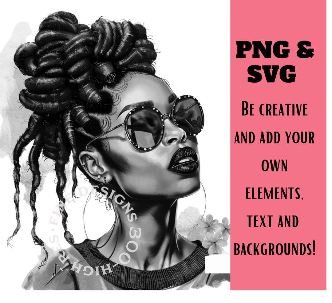 Image Only, African American Woman Face Svg, Black Woman Braids Png ...