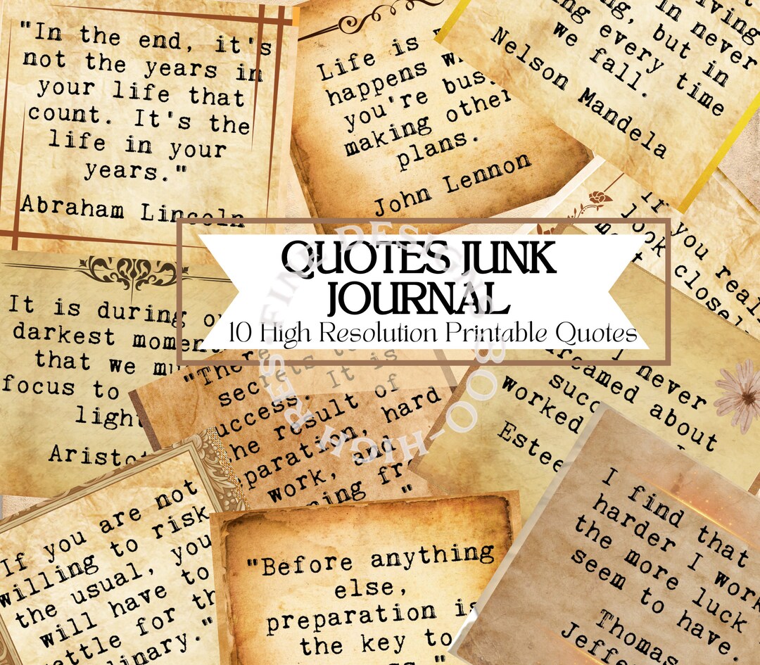 Junk Journal Quotes, #ten Good Quotes - Etsy