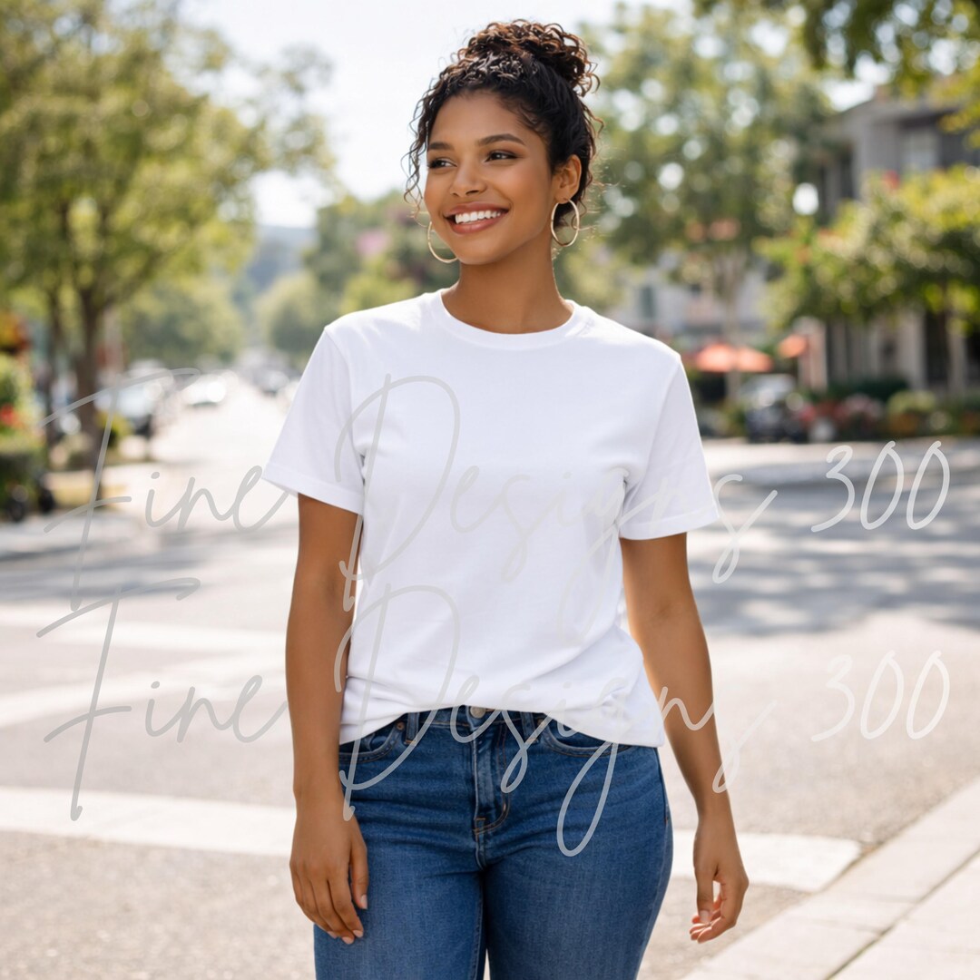 Bella Canvas 3001 Tshirt Mock, Full Body Tee Shirt Mock Up, Black Woman ...
