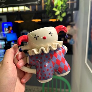 Cute Clown Mug - Handmade Ceramic Coffee Mug, Kawaii Tea Cup, Unique ...