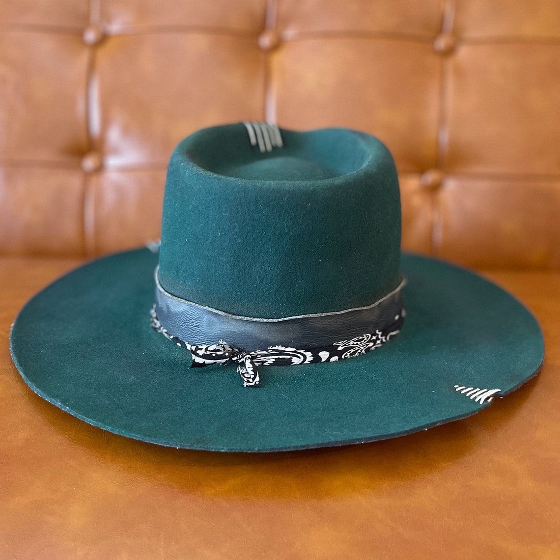 Distressed Wide Brim Hat Boho Rocker Wide Brim Hat Western Branded Hat ...