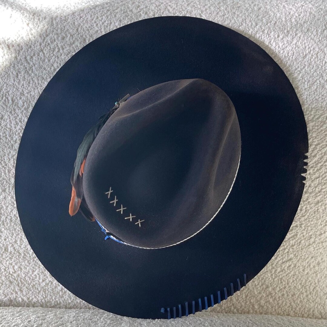 Wide Brim Distressed Wool Felt Rancher Distressed Wide Brim Hat Wide ...