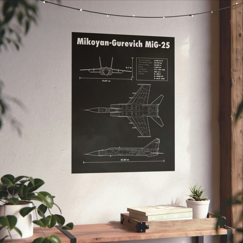 Mig-25 Foxbat Blueprint Poster Vintage Military Aircraft - Etsy
