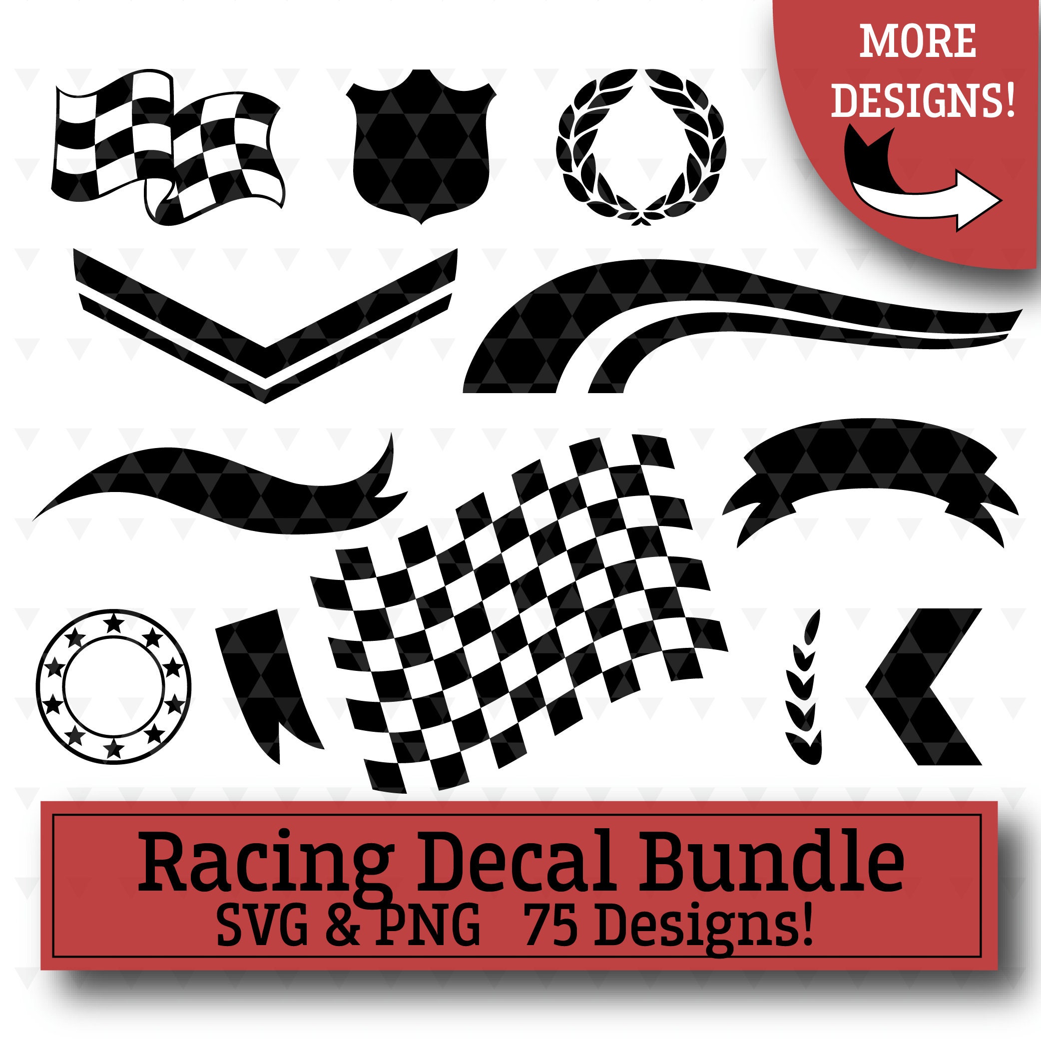 Racing Decal Bundle, Checkered Flag Svg, Race Car Decals, Race Car Svg ...
