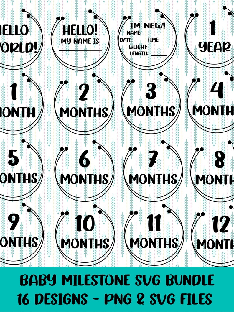 Baby Milestone Rounds Svg | Baby Announcement Svg | Hello World Svg ...