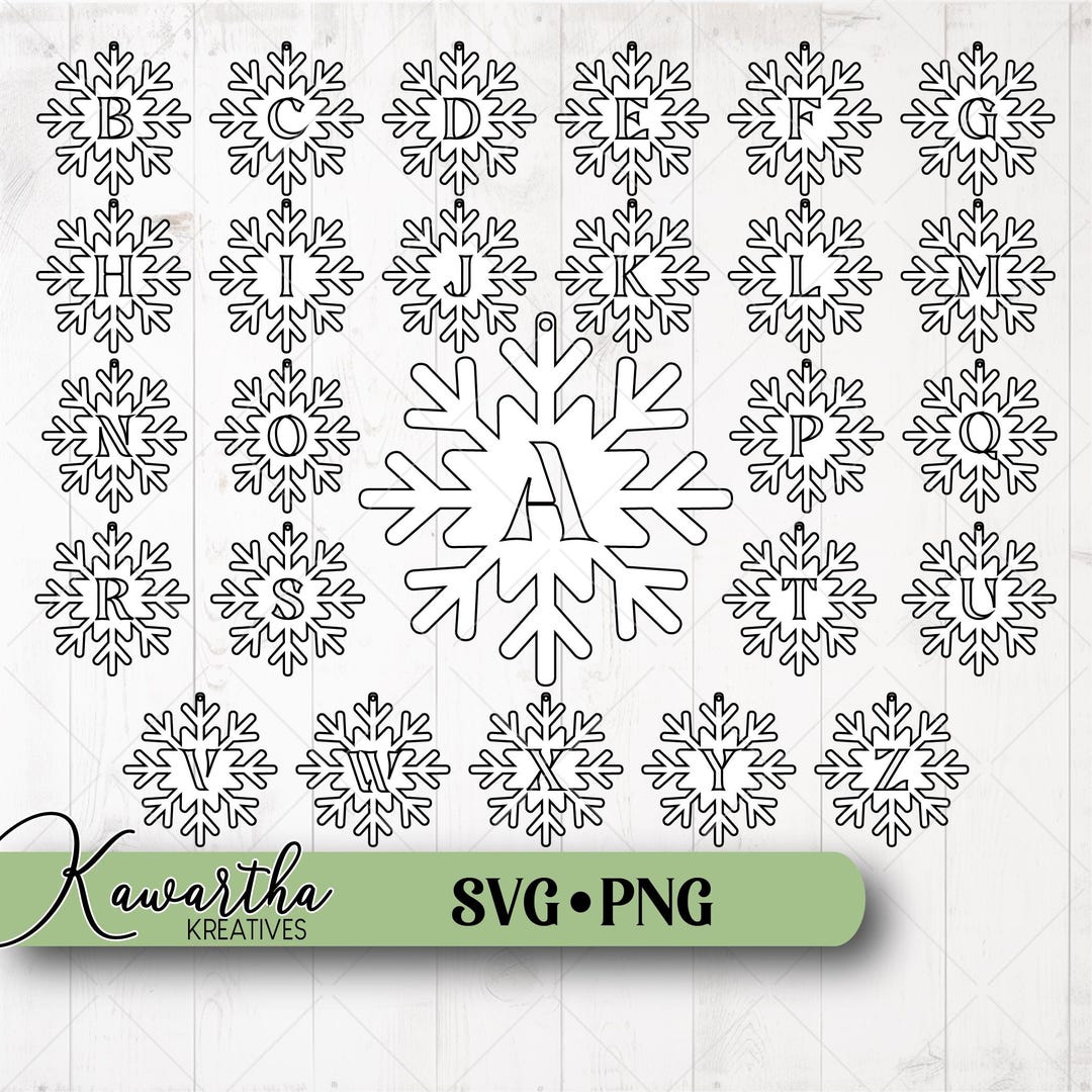 Snowflake Svg, Snowflake Ornament Svg, Snowflake Monogram Svg, Monogram ...