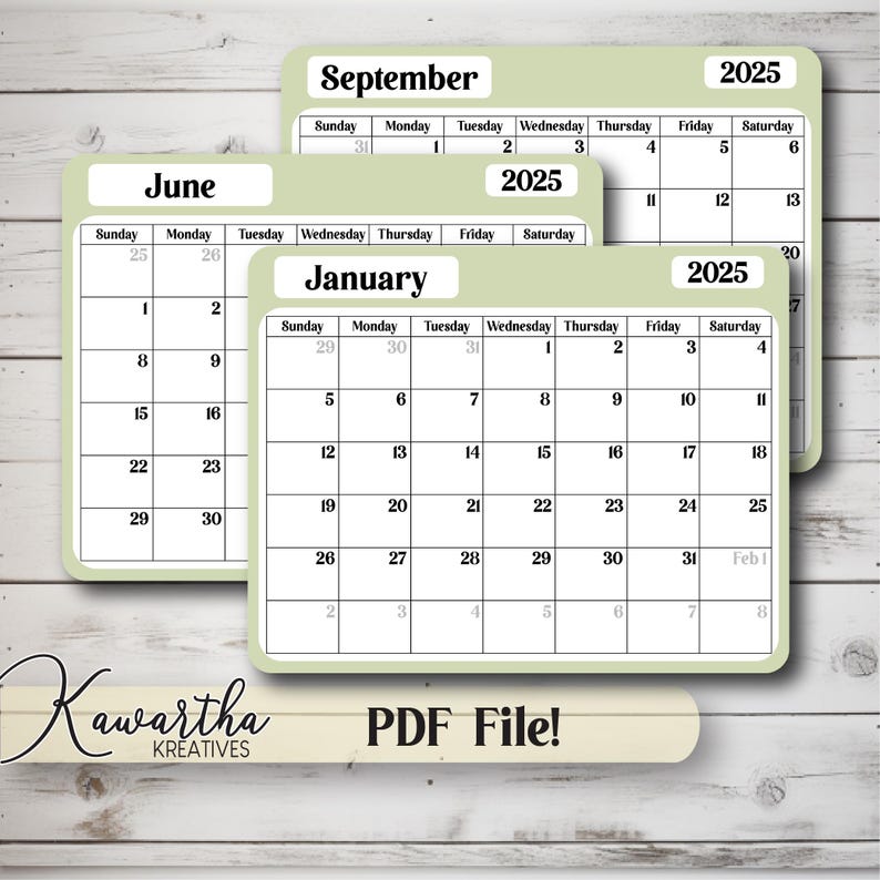 2025 Calendar Printable, Desk Calendar, Printable Calendar, 2025 ...