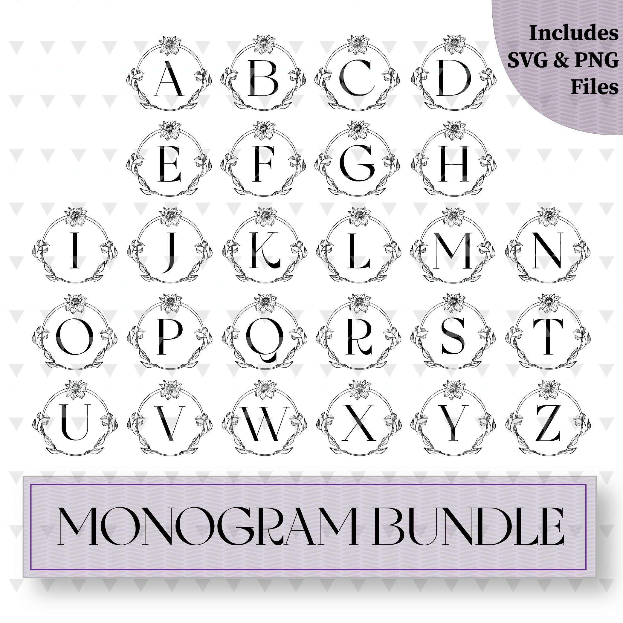Monogram Svg Bundle | Svg Font Bundle | Wedding Monogram Svg | Family ...
