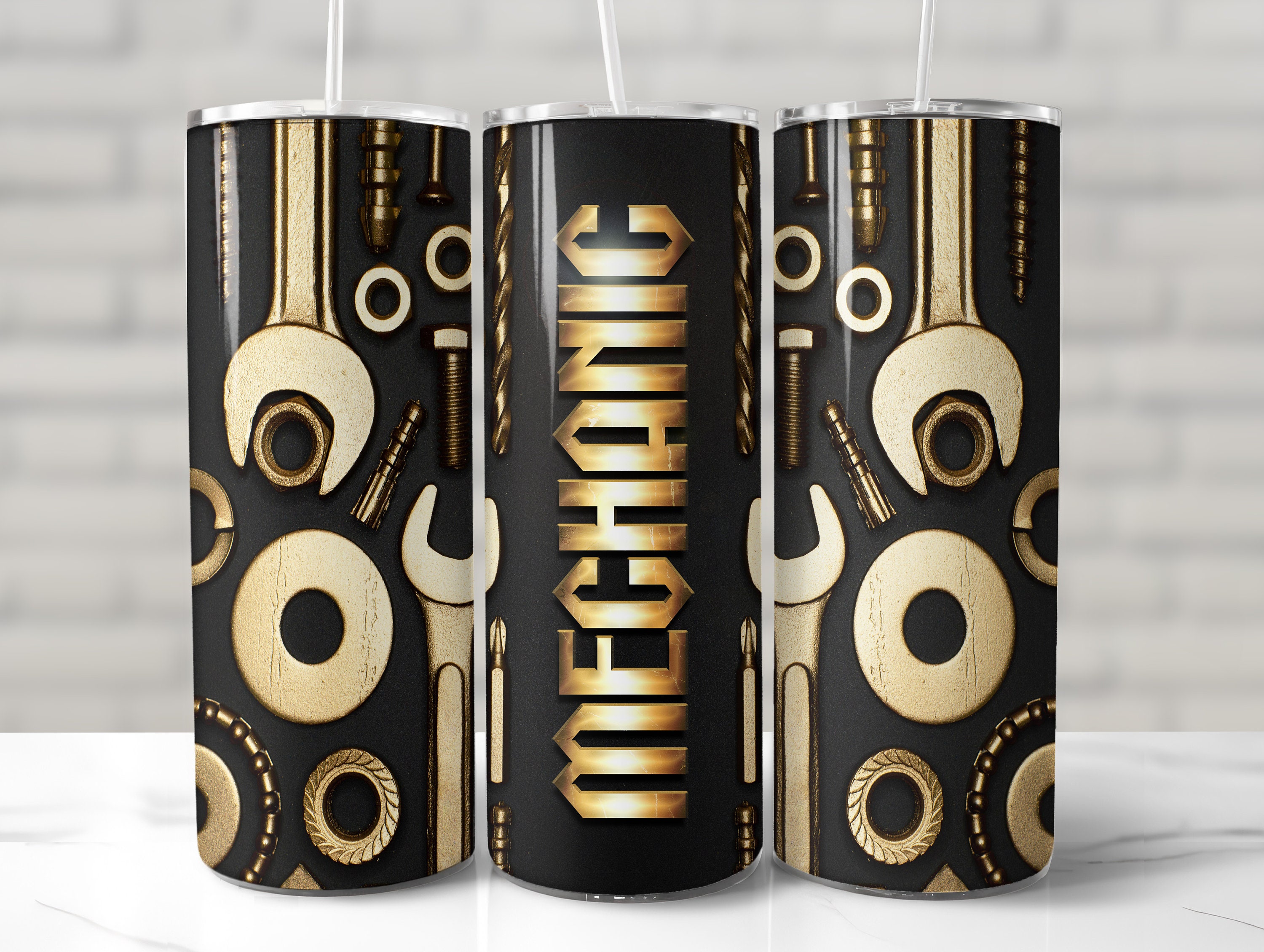 Mechanic Tumbler Wrap, 20oz Skinny Tumbler Sublimation Design, Seamless ...