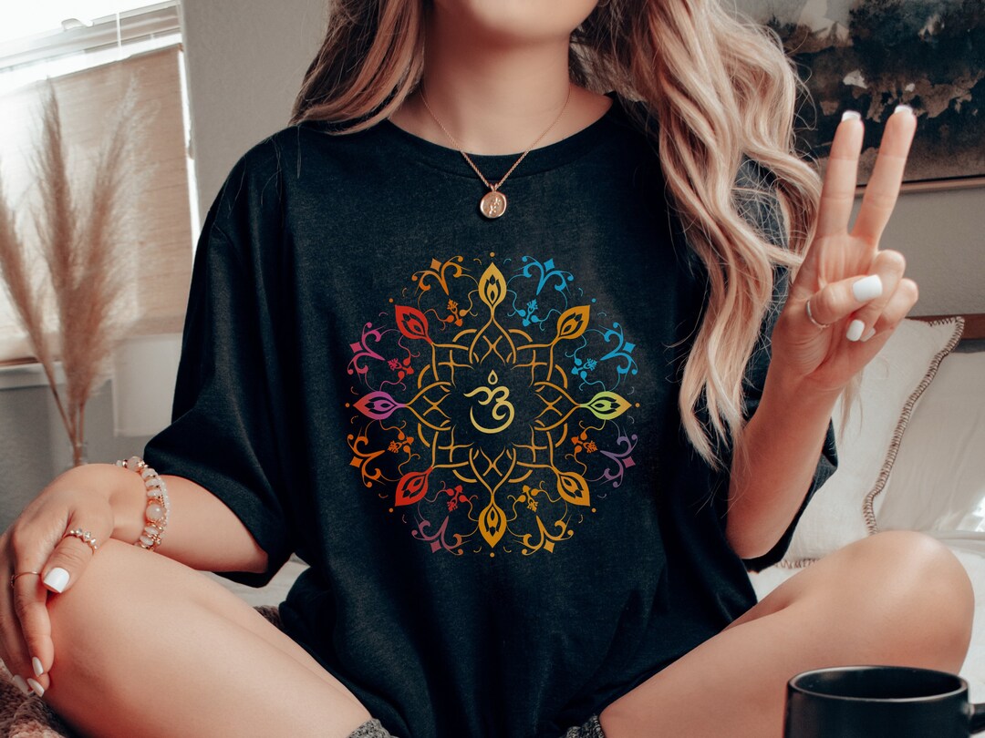 Sacred Symbols Zen T-shirt Mandala Meditating Chakra Universe Tee Yoga ...