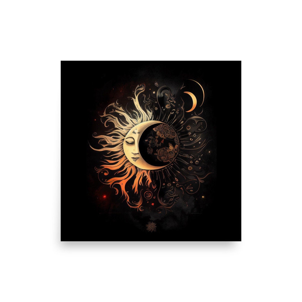 Art of Zen Celestial Sun Moon Poster - Etsy