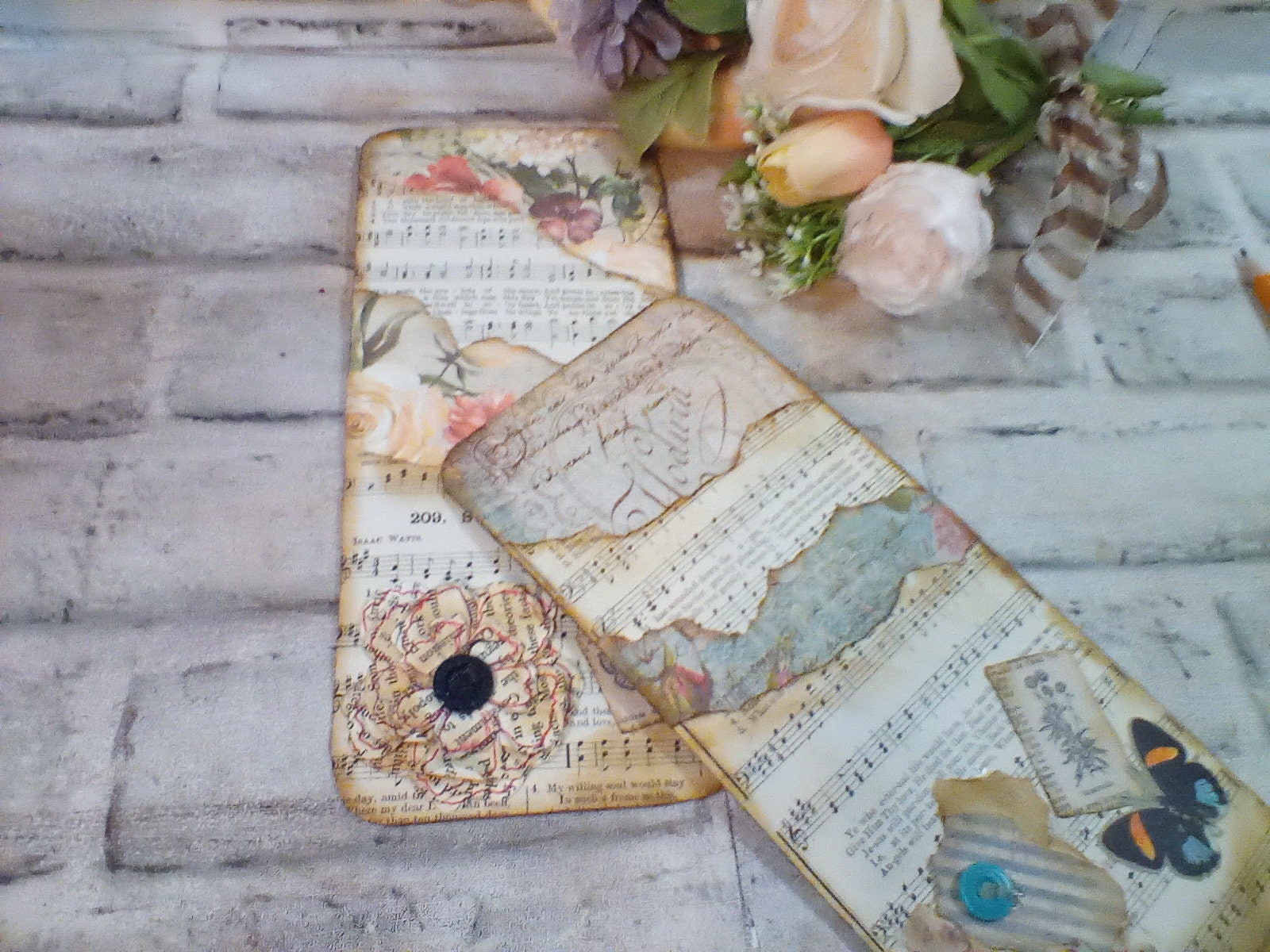 2 Tall Cards With Pockets for Your Journal, 9 1/2 X 4" Music Paper or ...