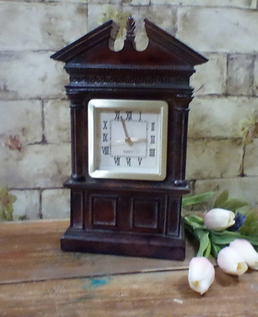 Vintage Mantel Clock, Distressed Plaster, Square White Face, 1970s - Etsy