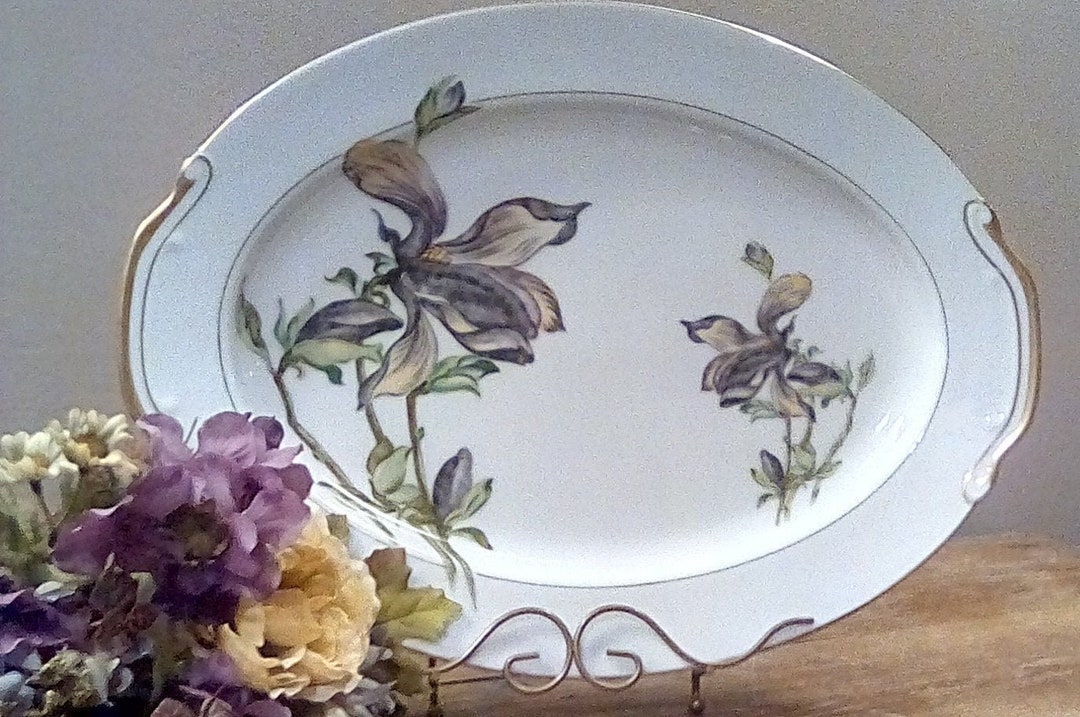 Vintage Harmony House Platter, Black Iris Floral Pattern - Etsy