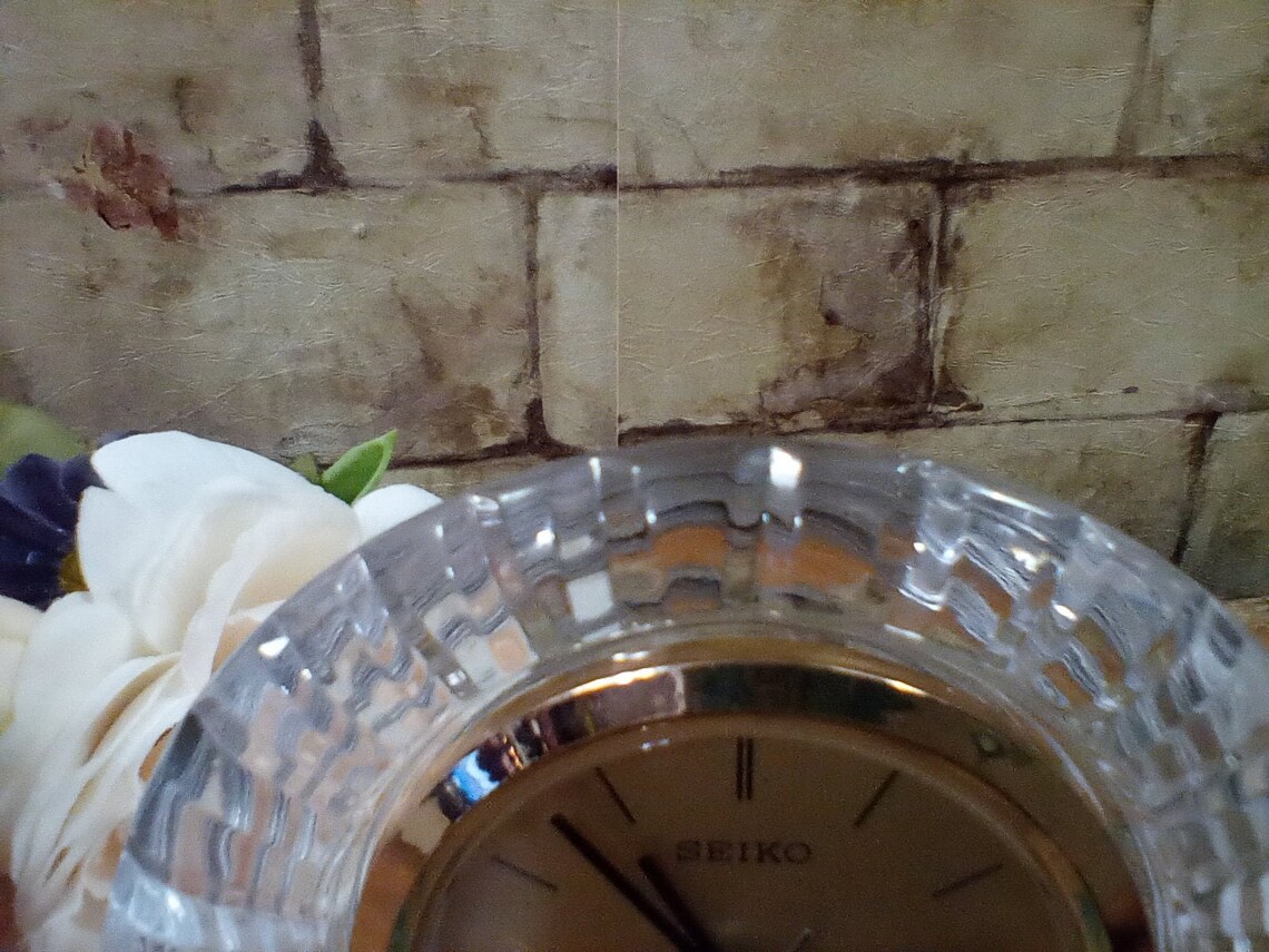 Vintage Seiko Crystal Clock Brass Face and Face Plate Black - Etsy