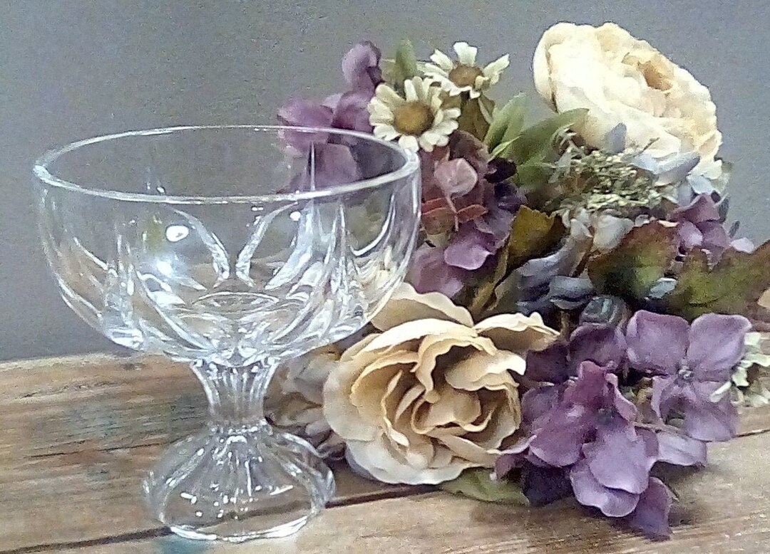 Vintage Pressed Glass Compote From the 60s, 5 1/4 Tall Pedestal Bowl - Etsy