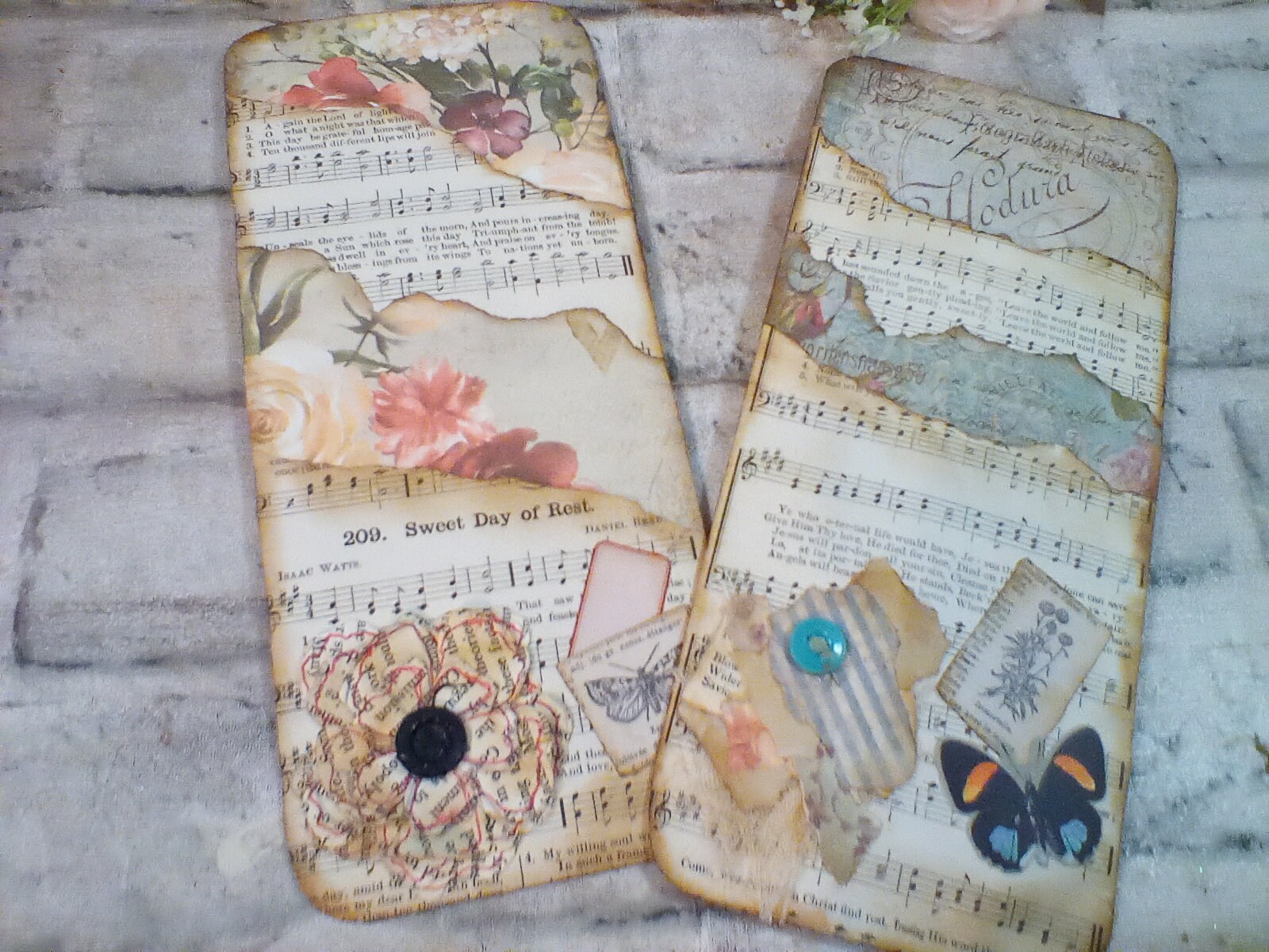 2 Tall Cards With Pockets for Your Journal, 9 1/2 X 4" Music Paper or ...