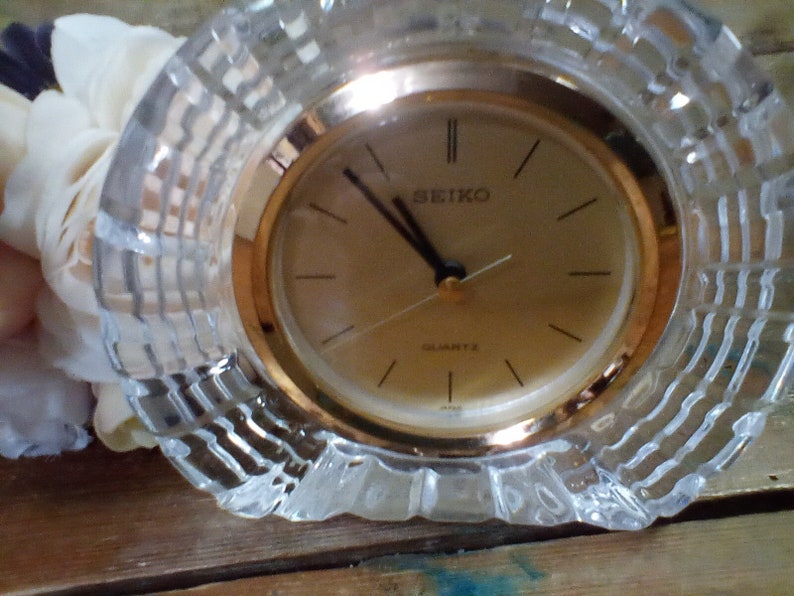 Vintage Seiko Crystal Clock Brass Face and Face Plate Black - Etsy
