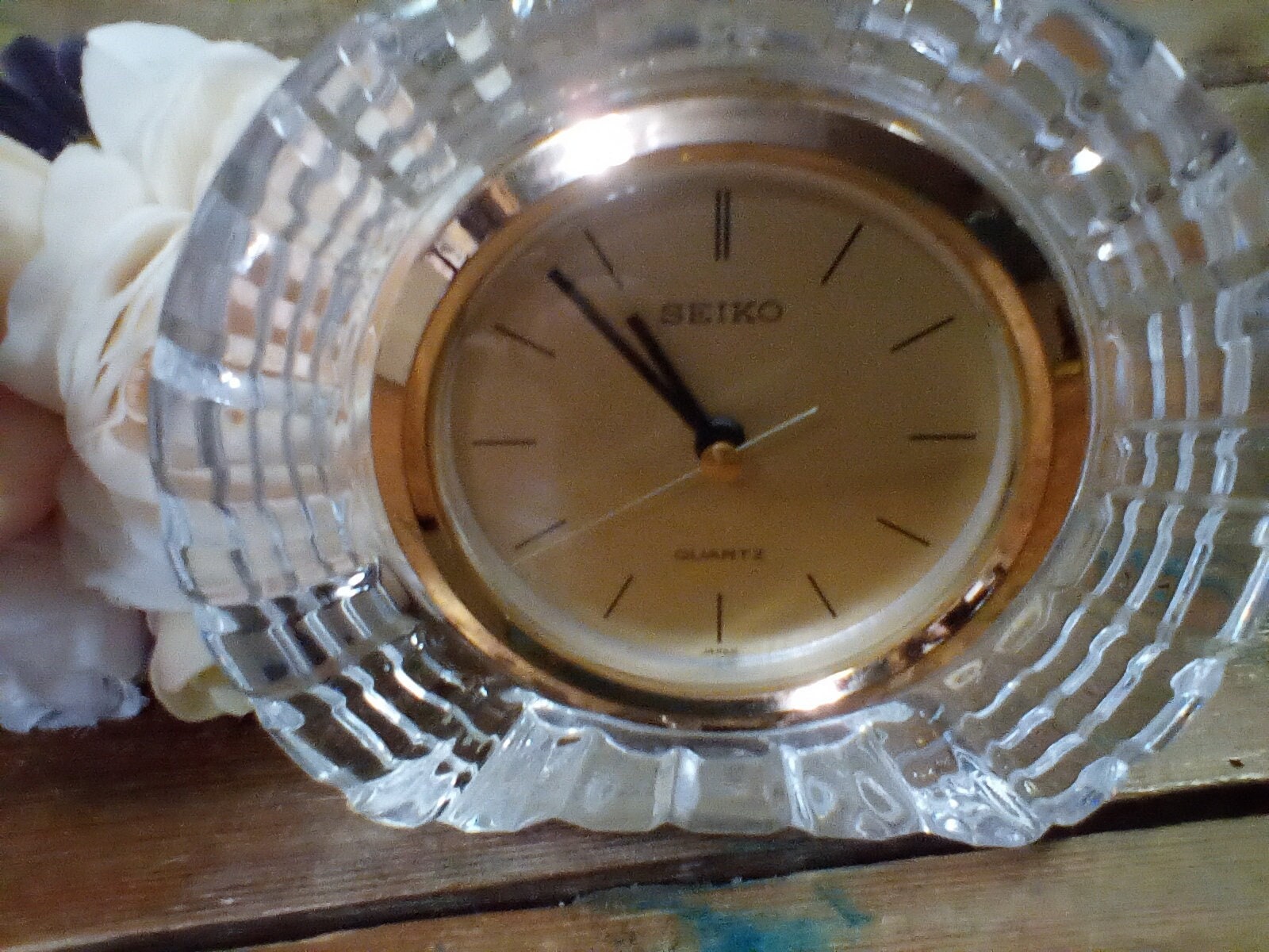 Vintage Seiko Crystal Clock Brass Face and Face Plate Black - Etsy
