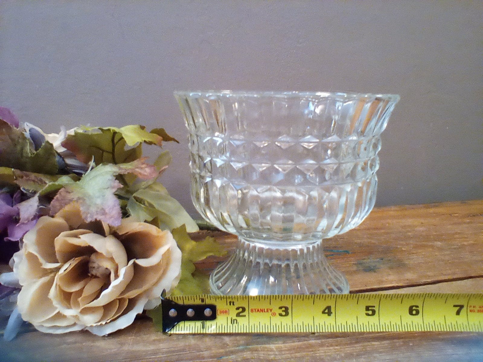 FTDA Centerpiece Vase From 1986. Great Pressed Glass Pedestal Vase in ...
