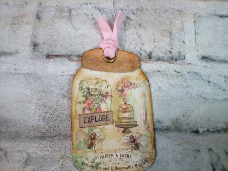 Junk Journal Ephemera, 5 Little Canning Jars Decorated With Flowers and Other Embellishments ...