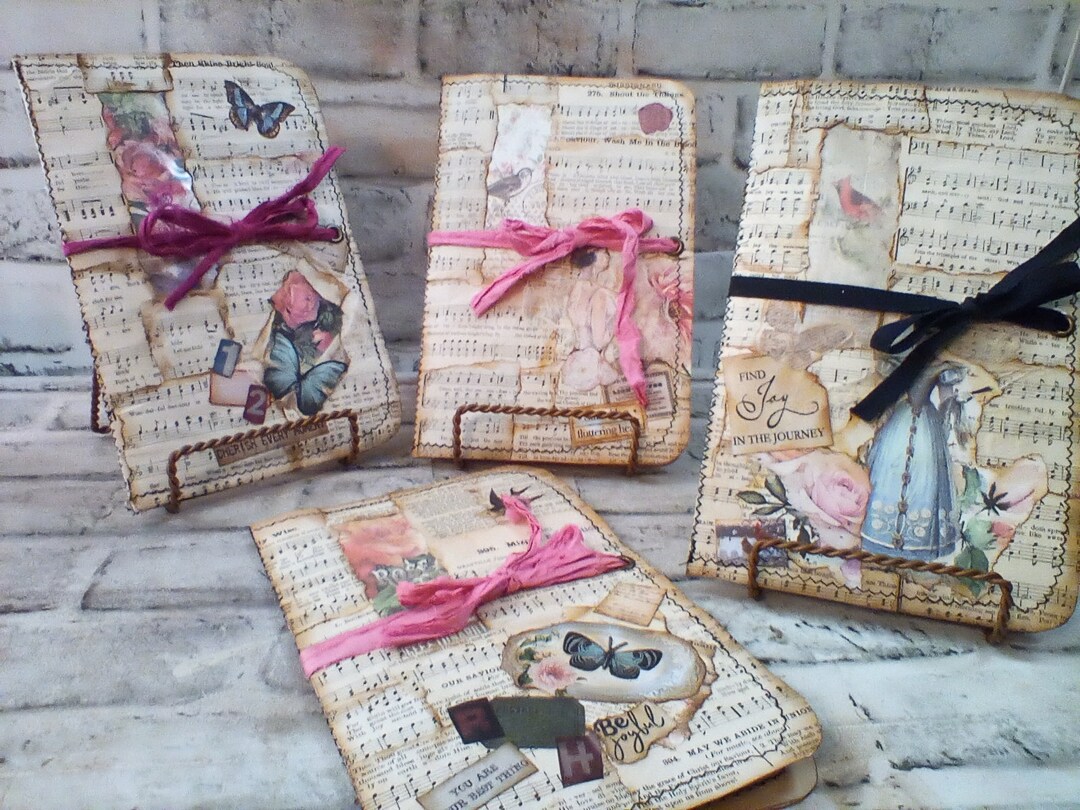 Small Junk Journals With Aged Music and Book Page Collage Loads of ...