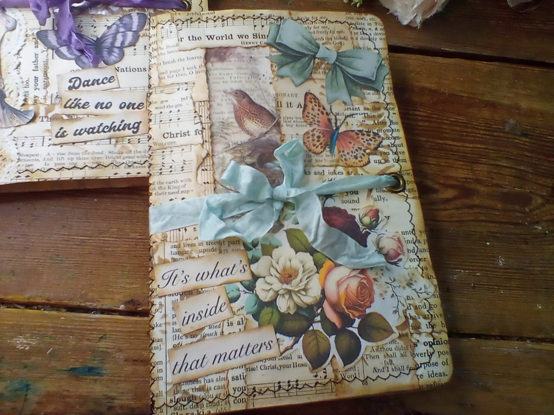 Small Junk Journals With Aged Music and Book Page Collage Loads of ...