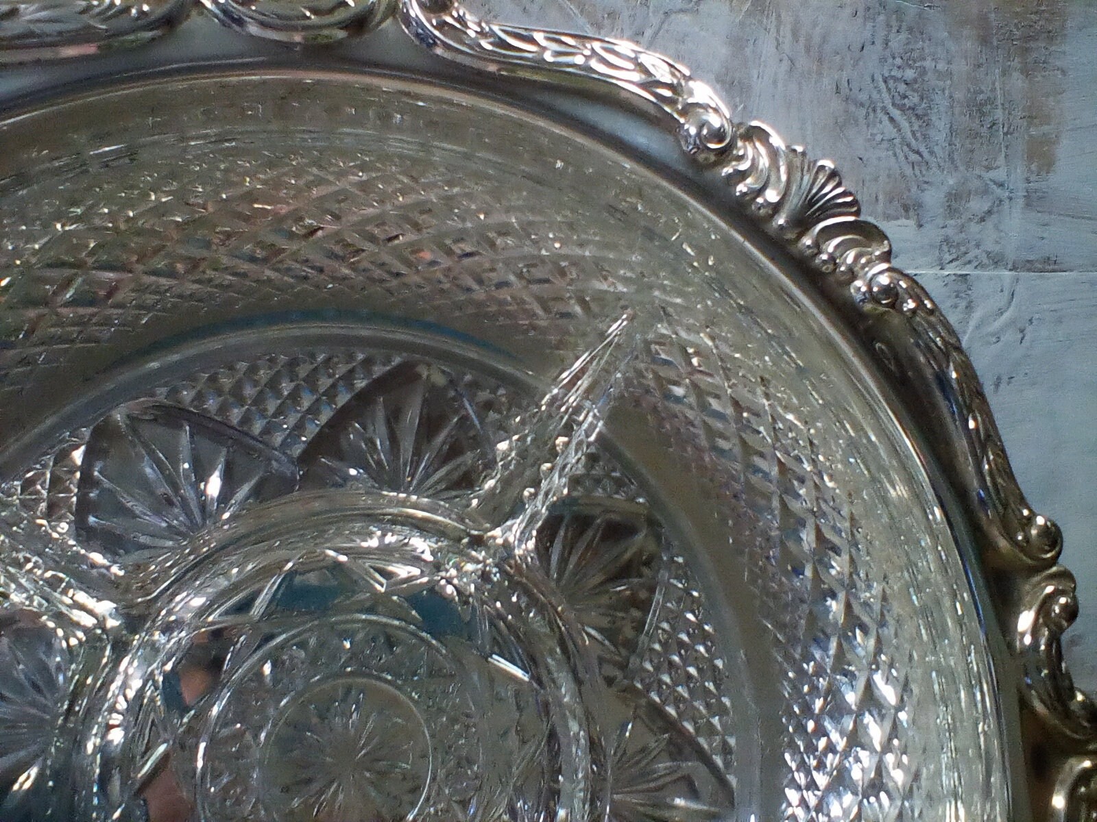 Vintage Silver Plate and Pressed Glass Relish Tray Set, Round Silver ...