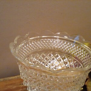 Vintage Scalloped Rim Pedestal Bowl With Diamond Over Diamond Pattern ...