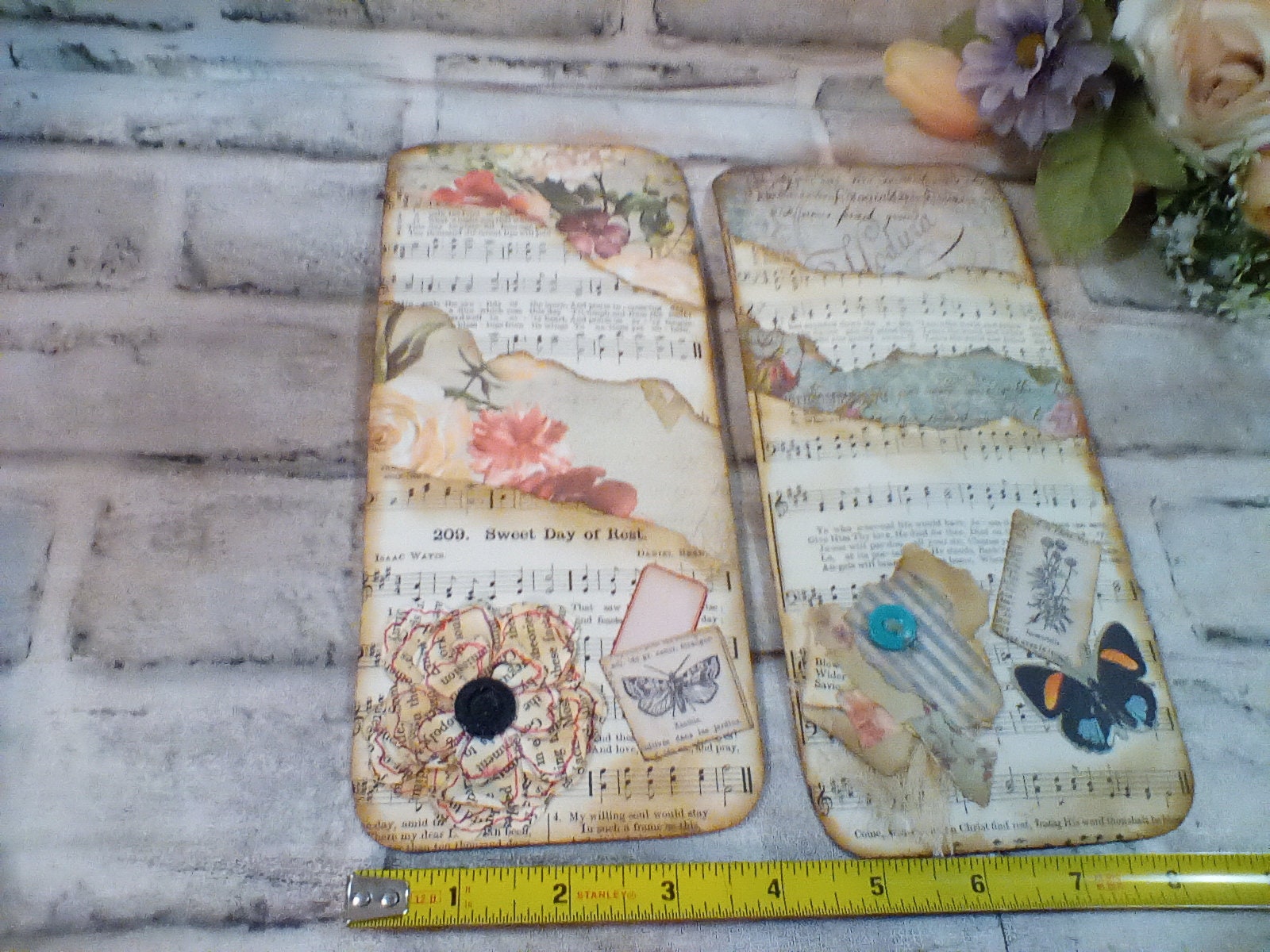 2 Tall Cards With Pockets for Your Journal, 9 1/2 X 4" Music Paper or ...