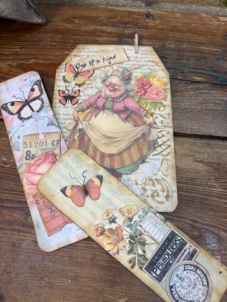 Whimsical Lady Tag and Bookmark Set 5 X 7 1/2" Tag & Two 7 X 2 ...